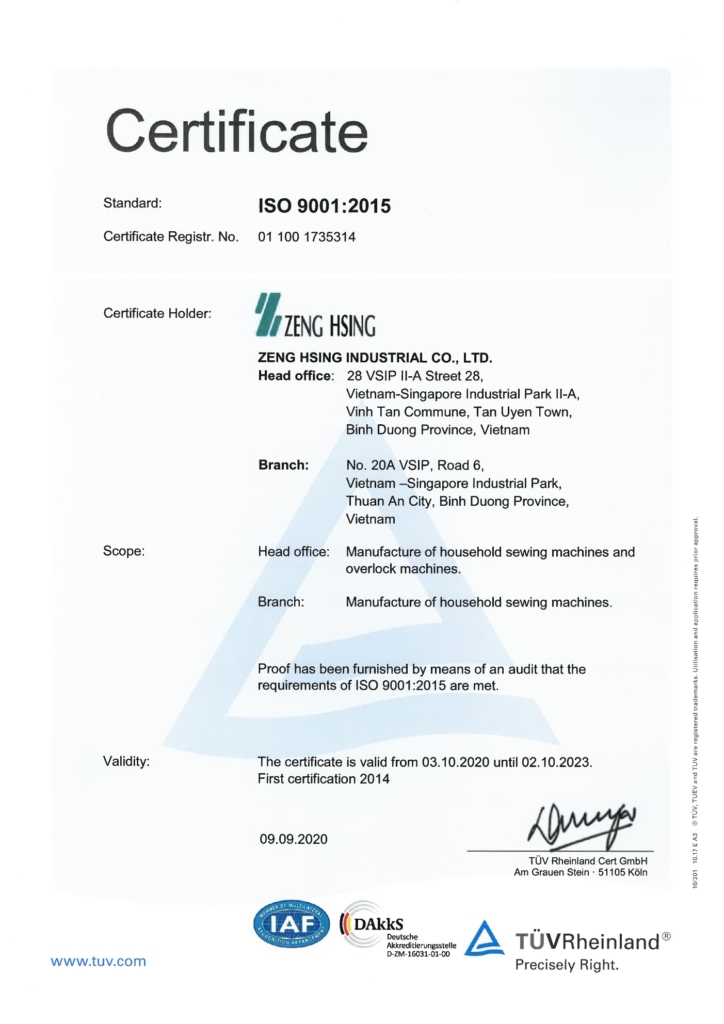 ZHV ISO 9001-2015 (20201003~20231002) EN – Zeng Hsing Industrial CO., LTD
